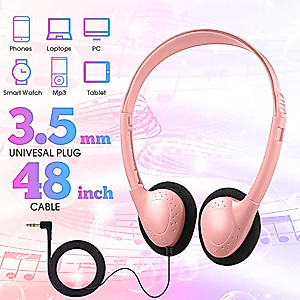 40 Pack Class Set Classroom School Headphones Bulk for Kids Child Children Multi Colored Stereo Over Ear Earphones Student Over The Head Headphones with 3.5 mm Headphone Plug for Adults, 8 Color