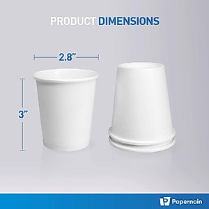 Papernain [6 oz, 200-Count, White Hot Paper Disposable Cups
