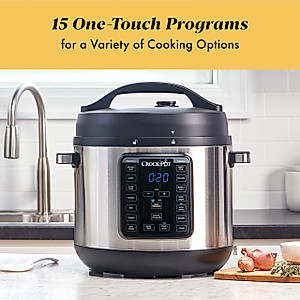 Crock-Pot 8-Quart Multi-Use XL Express Crock Programmable Slow Cooker and Pressure Cooker with Manual Pressure, Boil & Simmer, Stainless Steel