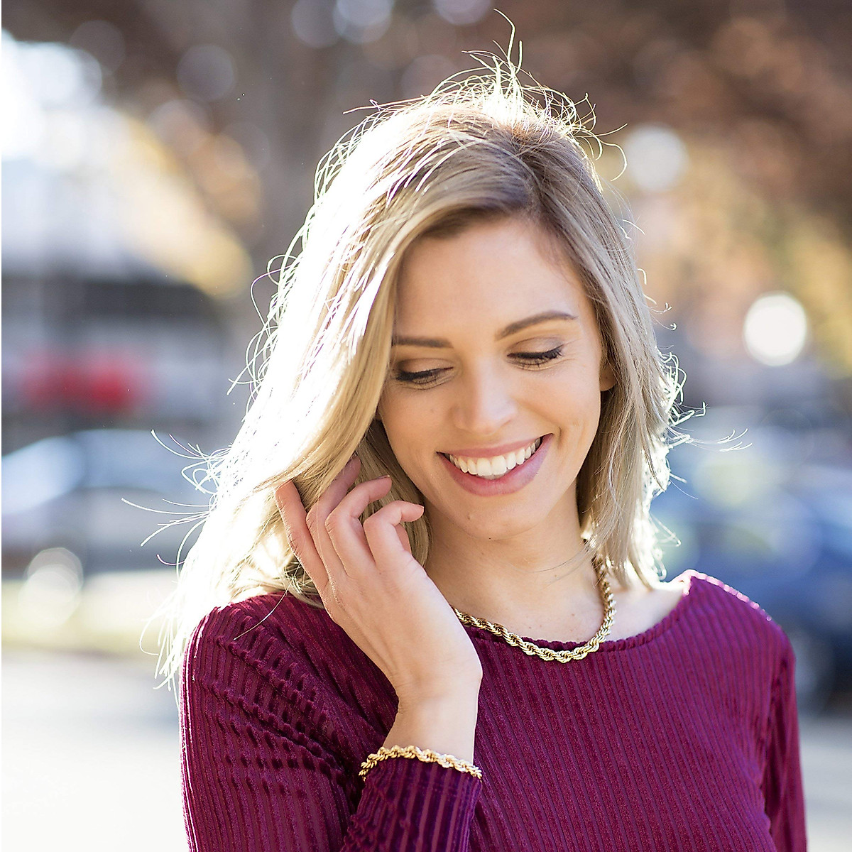 LIFETIME JEWELRY 7mm Rope Chain Bracelet for Men and Women 24K Real Gold Plated (Gold, 8 inches)