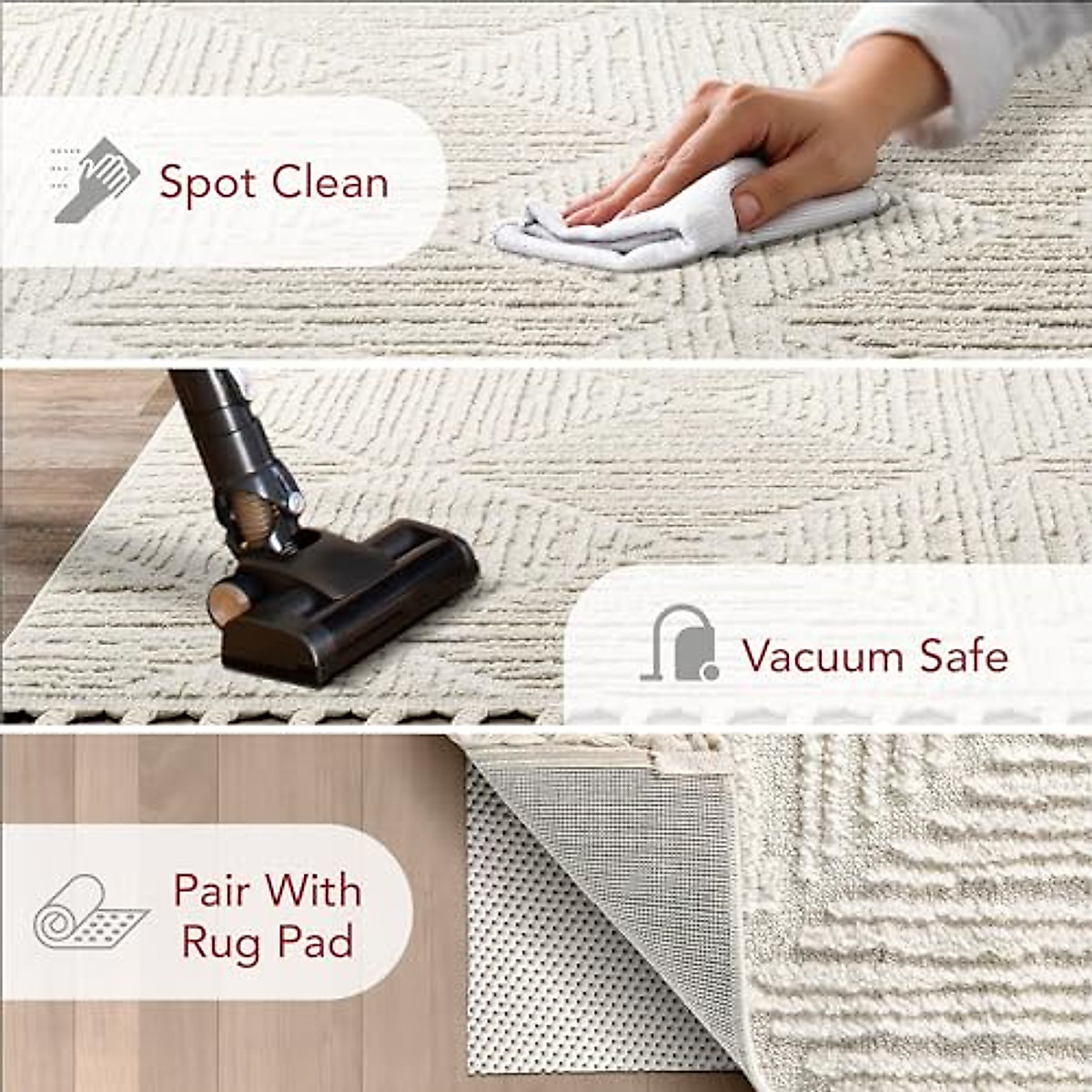 nuLOOM Kerry Geometric 3x5 Accent Rug for Living Room Bedroom Dining Room Entryway, Cream