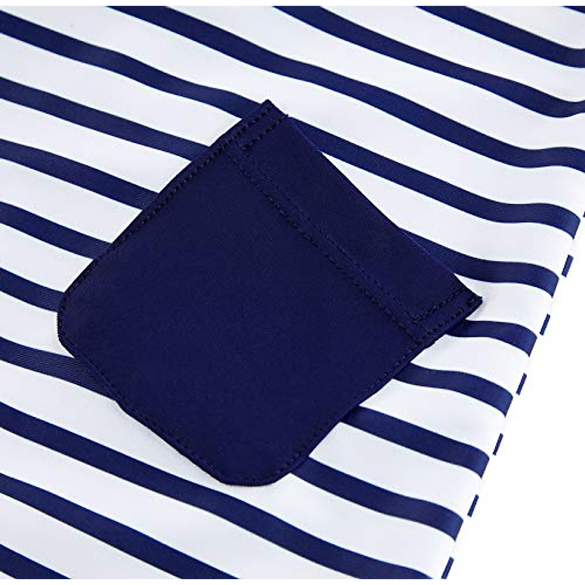 Baby Swimsuit Boy One Piece Rashguard with Hat UPF 50+ Sun Protection ，Blue Stripes,6-9 Months