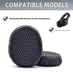 Riff Replacements Earpads Protein Leather Memory Foam Repair Parts Compatible with Skullcandy Riff On-Ear Headphones (Black)