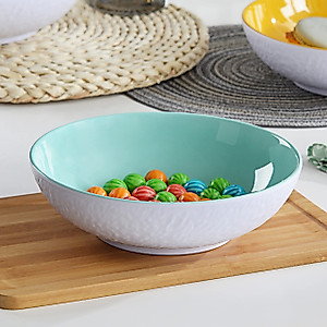 Melamine Pasta Bowls, Bowl Sets, Shallow Salad Bowls (7.5 inch, 6 Pcs, 25oz) Cereal Bowls Dishwasher Safe Lightweight Unbreakable BPA Free Multicolor