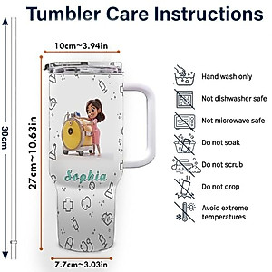 Personalized Nurse Tumbler 40oz -hyperbaric medicine-Custom Name Insulated Travel Mug with Handle & Straw, Gift for Nurses, Medical Workers, Appreciation, Mother's Day ilbGDi