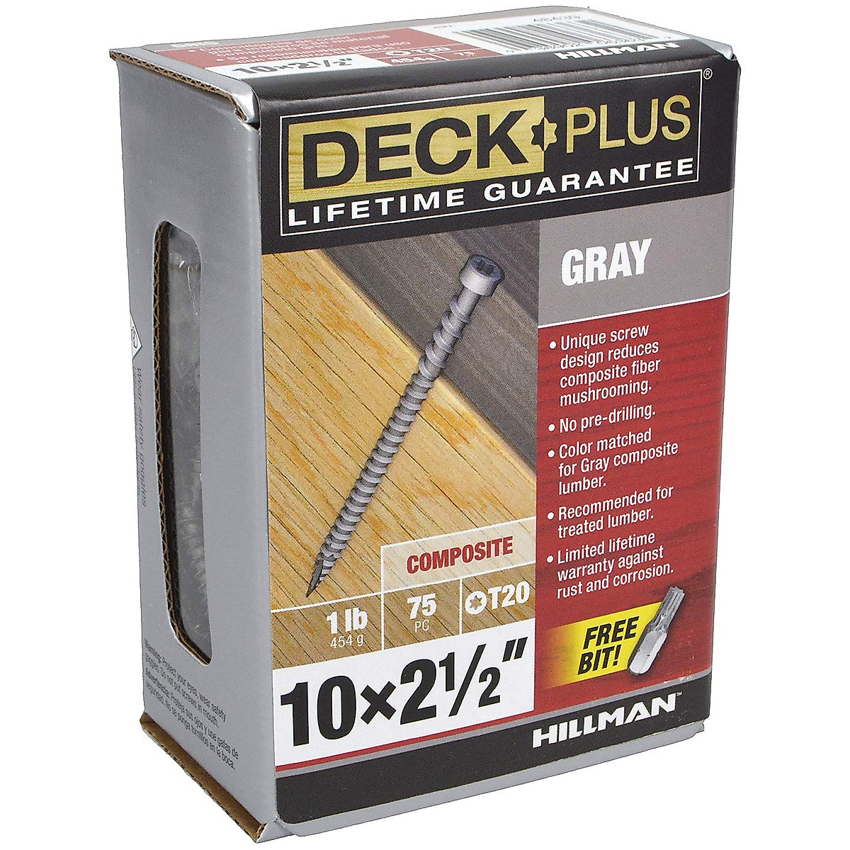 HILLMAN FASTENERS 48439 Deck Screws, Gray, 75 Piece