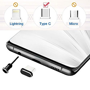 VIWIEU USB Type C Dust Plugs Charging Port Cover Caps with Earphone Jack Pin and Cable Protectors 2 Pack Compatible with Samsung Galaxy S22/S21/S20+ Ultra/Z Flip 4/Z Fold 4, Pixel 6a OnePlus 10T Black