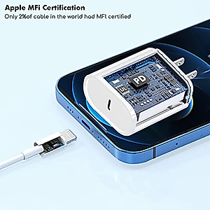 iPhone Fast Charger, 10 FT Long [Apple MFi Certified]USB C to Lightning Cable 10 Foot Cord with 20W Type C Wall Charger Block Plug Box Power Adapter Compatible for iPhone 14/13/12/11/Pro/Max/X/SE/iPad