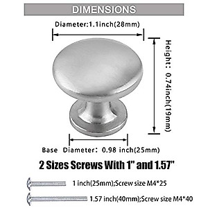 homdiy 10 Pack Brushed Nickel Cabinet Knobs Cupboard Knobs Silver Cabinet Knobs - HD6050SNB Kitchen Cabinet Door Knobs Brushed Nickel Hardware Round Knobs