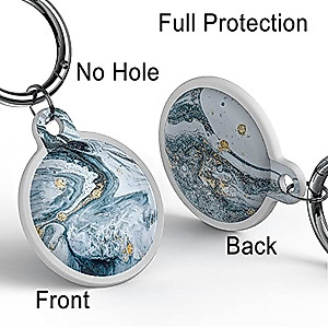 Case for Airtags Holder, Cute Air Tags Case Cover with Anti-Lost Keychain, [Scratch Resistant] Protective Airtags Case for Apple Tracker Key Finder 2021 (2Pack (Blue+Ice Blue Marble))