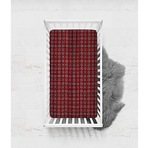 Bacati - Boys Red Plaids/Stripes Crib Sheet