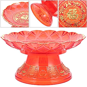 Veemoon 4pcs Blessing Use Decorative Rituals Holders Sacrifice Snack Food Decor Holder Serving Wedding Fruit Decoration Footed Plate Round Nuts Plates Containers Bowl Buddhist Offering S