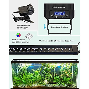MingDak LED Aquarium Light Auto On Off, Fish Tank Light with Timer,9 Light Modes,15 Light Cycles, Full Spectrum Freshwater Planted Tank Light,18-24 Inches Model MDGLSD07-18