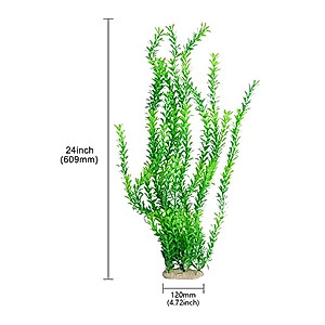 Saim 24" Large Aquarium Plants Artificial Plastic Fish Tank Plants Decorations Ornament for Fish Tank