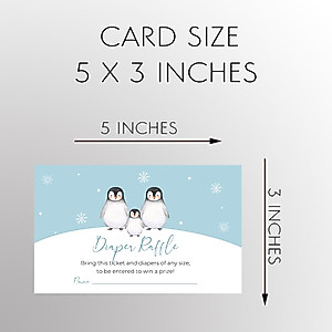 The Invite Lady Penguin Diaper Raffle Tickets Gender Reveal Neutral Winter Baby Shower Insert Cards (50 count)