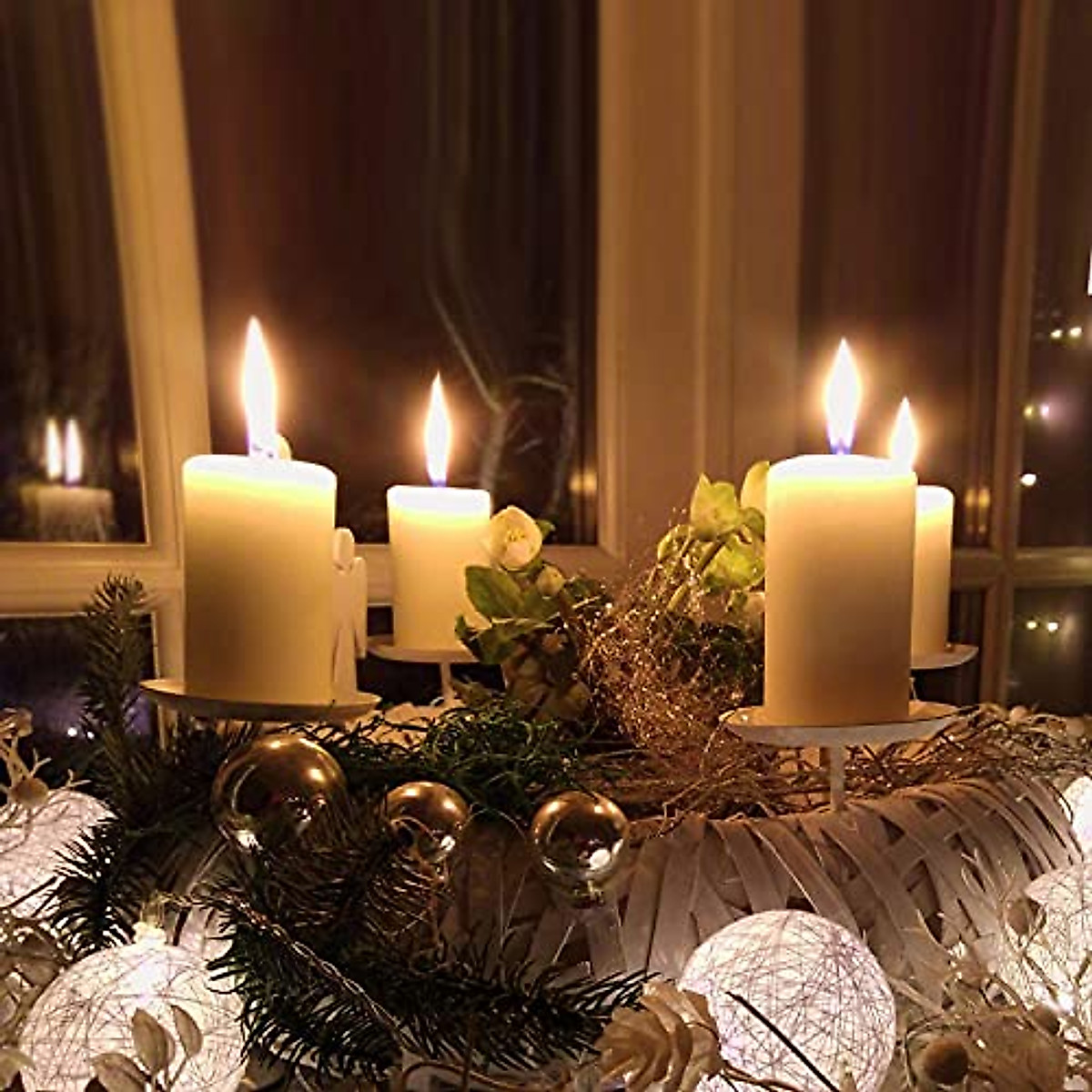 Ivory Pillar Candles, 3x4 Inch Unscented Off-White Dripless Long Lasting Slow Burning Cylinder Candles for Home, Wedding, Party ( 45 Hours), 6 Packs