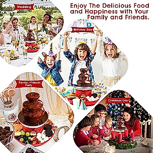Chocolate Fountain, 3-Tier Mini Chocolate Fountain Machine with 4PCS Forks and Removal Serving Tray, Stainless Steel Electric Chocolate Fondue Fountain for Nacho Cheese, BBQ Sauce, Syrup, Ranch, Liqueurs 20-OZ