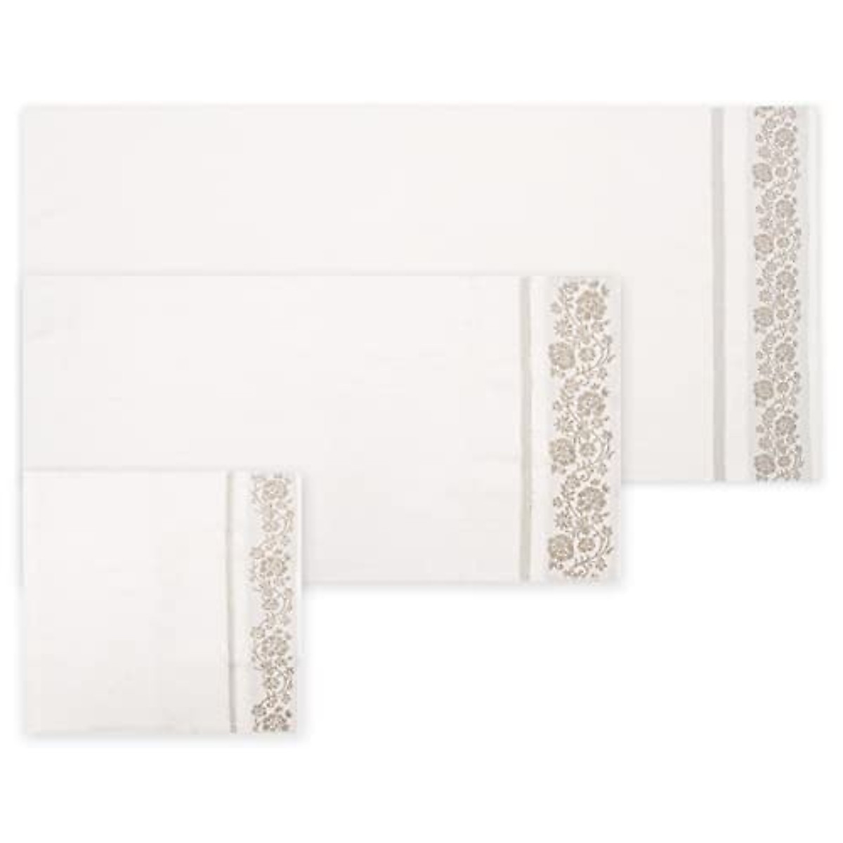 GOLD TEXTILES Fantasy Collection Premium Bathroom Towel Set Includes Bath Towel (27x54) - Hand Towel (16x30) 2 washcloths (13x13) - Perfect for Gift, Home, Hotel –Lightweight (White, Amania)