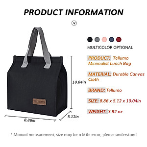 TELLUMO Lunch bag, Insulated Lunch Bag for Women Men Large Lunch Box Container Reusable Leakproof Tote for Office, Work, School, Beach or Travel (Dark)