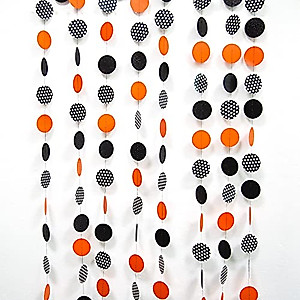 Glitter Black Orange White Dot Circle Garland Halloween Hanging Decoration Haunting Banner Devil Backdrop Demon Decor for Bday/Birthday Sweet 16