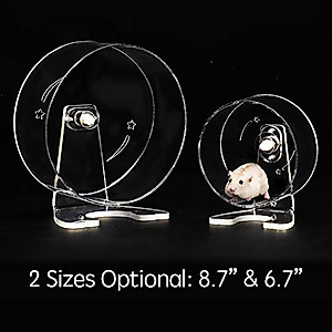 Quiet Hamster Exercise Wheel Silent Spinner, Made of crylic, Stand Included (8.7")