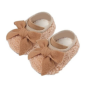 Baby Girls and Boys Big Bowknot Soft Cotton Shoes Infant Toddler Warm Princess Shoes Tennis Shoes for Kids Girls (Khaki, 12-18 Months)