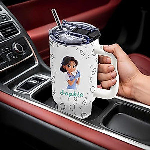 Personalized Nurse Tumbler 40oz -nurse scent analyst-Custom Name Insulated Travel Mug with Handle & Straw, Gift for Nurses, Medical Workers, Appreciation, Mother's Day rCE4Cv