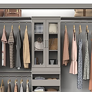 ClosetMaid Modular Storage Pair Set, 2 Glass Pane Doors, Wood Closet Organizer Shaker Style, Add On Accessory for Shelf Units, Taupe, Kit