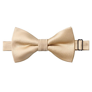 Alizeal Mens Skinny Necktie Bowtie and Pocket Square 3pcs Set (Solid Champagne)