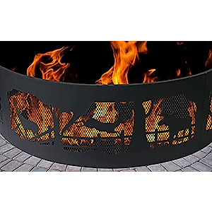 MTB Backyard 30 Inch Fire Ring, Wildlife-Deer Fire Pit Campfire Ring Wood-Burning Firepit Ring