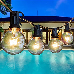 Outdoor String Lights 100ft G40 Globe Outdoor Lights with 104 Glass Bulbs(4 spare)Waterproof connectable Hanging Patio Lights for Garden Backyard Cafe Home Decor,String Lights for outdoor and Indoor
