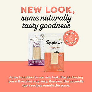 Applaws Natural Cat Treats, 12 Count, Grain Free Cat Treats, Single Ingredient Treats for Cats, Whole Salmon Loin, 12 x 1.06oz