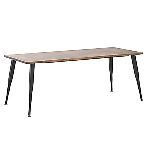 Tribesigns 70.9 Inch Large Dining Table for 6 to 8, Industrial Kitchen Table Furniture with Metal Legs, Modern Faux Wood Rectangular Dinner Table for Dining Room, Rustic Brown/White