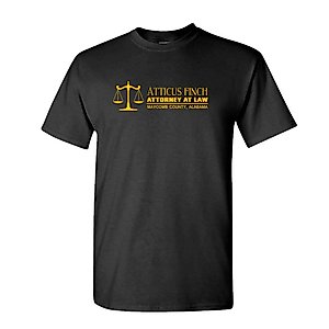 ATTICUS FINCH ATTORNEY AT LAW - mockingbird - Mens Cotton T-Shirt, XL, Black