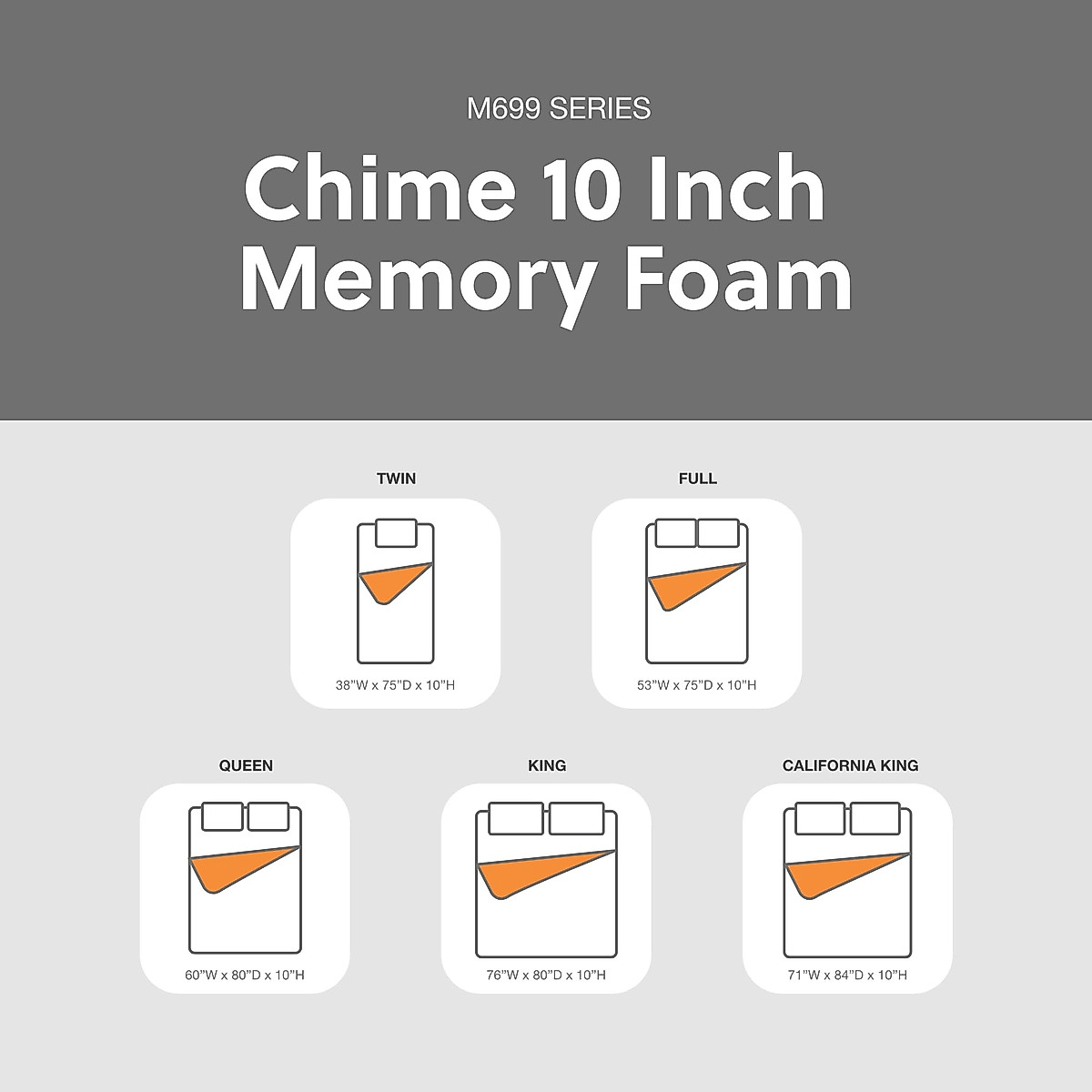 Signature Design by Ashley California King Size Chime 10 Inch Medium Firm Memory Foam Mattress with Green Tea & Charcoal Gel