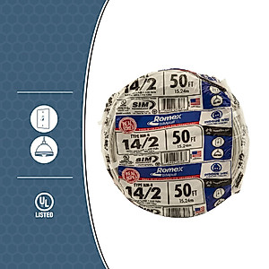 Southwire 28827422 50' 14/2, White & Disston E0215000 Blu-MOL RemGrit Hole Saw Accessories Dust Bowl, for Installing Recessed Lights and Works with All Hole Saws