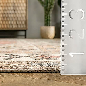 nuLOOM Ren Vintage Floral Machine Washable Area Rug, 5' x 8', Peach