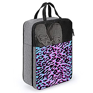 Frcavbin Vibrant Pop Leopard Print Travel Shoe Bag Shoes Carrier with Handle and Zipper Foldable Shoe Puches Organizer for Home storage School starts