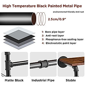 MOUTIK Top Shelf Clothes Hanging Rack: Industrial Pipe Wall Mounted Retail Garment Racks with Wood Floating Shelves - Heavy Duty Display Clothing Hanger Rod for Closet Coat Storage