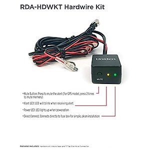 Uniden RDA-HDWKT Radar Detector Smart Hardwire Kit with Mute Button, LED Alert and Power LED, for Uniden R8, R7, R4, R3, R1, DFR9, DFR9BLK, DFR8, DFR7 and DFR6.