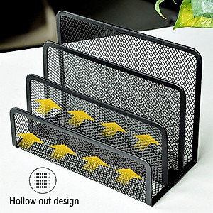 Desk Mail Organizer wishacc Small File Holders Letter Organizer Metal Mesh Document/Filing/Folders/Paper Organizer for Desktop