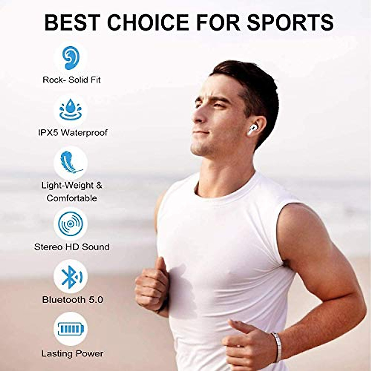 Airor Bluetooth Wireless Noise Cancelling Earbuds for iPhone | in-Ear Headphones with Portable Silicone Charging case | Hi-Fi Stereo Microphone Wireless Earbuds for Waterproof for Sport(Pink)