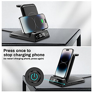 SwanScout Wireless Charging Station for iPhone, SwanScout 703A, Wireless Charger for iPhone 15/14/13/12/11 Series, for Apple Watch Ultra 2/9/8/7/6/5/SE, for Airpods Pro 2, Travel Foldable and Portable
