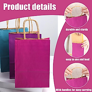 VGOODALL 32PCS Purple Kraft Paper Bags with Handles Bulk, 7.9"×5.5"×2.8" Small Gift Bags Purple Party Favor Bags for Wedding Birthday Party Supplies and Gifts