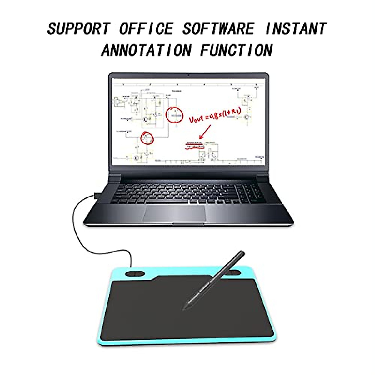 PUFAN Graphics Drawing Tablet, 8.3 X 7 Inch Ultrathin Graphic Tablet, with 8192 Levels Pressure Sensitive Pen, Compatible Mac, Windows and Android, for Drawing, Design, Art Creation Sketch