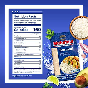 Mahatma Indian Basmati Rice, 32-Ounce Bag of Rice, Fluffy, Floral, and Nutty-Flavored Rice, Stovetop or Microwave Rice