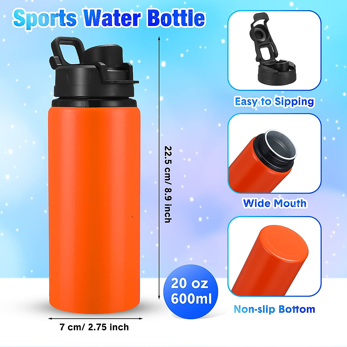Sunnyray 16 Pcs Aluminum Water Bottle Bulk Multicolor Reusable Sports Bottle with Snap Lids Multipack Vacuum Water Flask for Travel Camping, Picnics, Gym, Hiking, Cycling, Fishing (20 Oz)