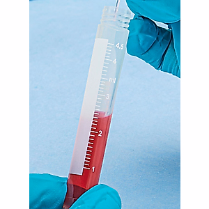 Globe Scientific CryoClear 3015-50 Polypropylene Barcoded Cryogenic Vial, 5mL Capacity, Sterile, External Threads, Attached Screwcap with Molded O-Ring, Round Bottom, Self-Standing (Case of 50)