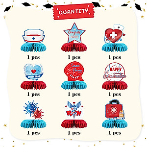INNORU Nurse Graduation Table Honeycomb Centerpieces, Congrats Nurse RN Grad Party Table Toppers Nursing School Graduation Decoration Supplies Medical Theme Table Centerpieces 9 PCS