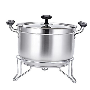 Uonlytech Pot Rack Metal Teapot Metal Shelf Brackets Round Chafing Dish Heat Insulated Pot Rack Steam Pot Rack Steam Pot Stand Round Pot Rack Pot Steamer Holder Steam Rack Silver Pan Air